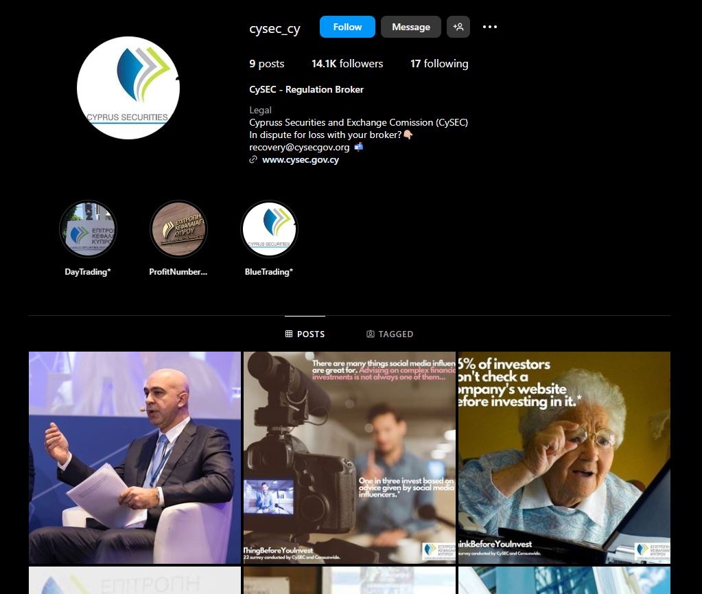 CySEC Finds Instagram Impersonator: Issues Public Warning